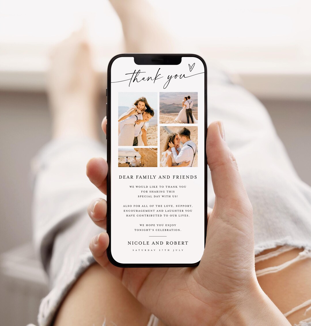 Digital Thank You Card Template, Electronic Thank You Card, Minimalist ...