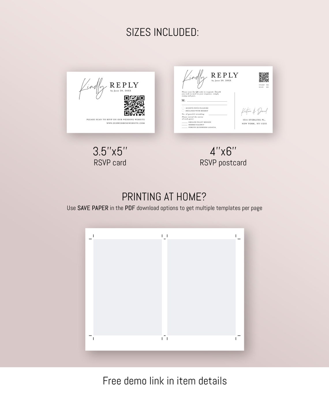 Minimalist QR Code Response Card QR Code RSVP Card Online - Etsy