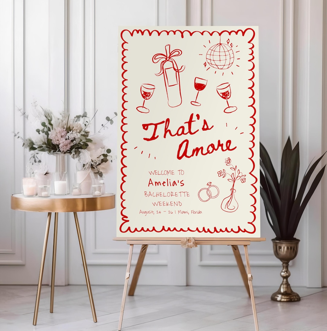 Thats Amore Sign Printable, Red Thats Amore Bachelorette Party Welcome ...