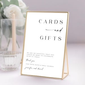 Minimalist Cards and Gifts Sign Template, Modern Wedding Gift Table ...