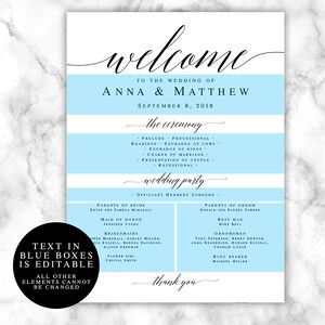 Welcome Wedding Sign Printable Wedding Program Sign Printable Spring ...