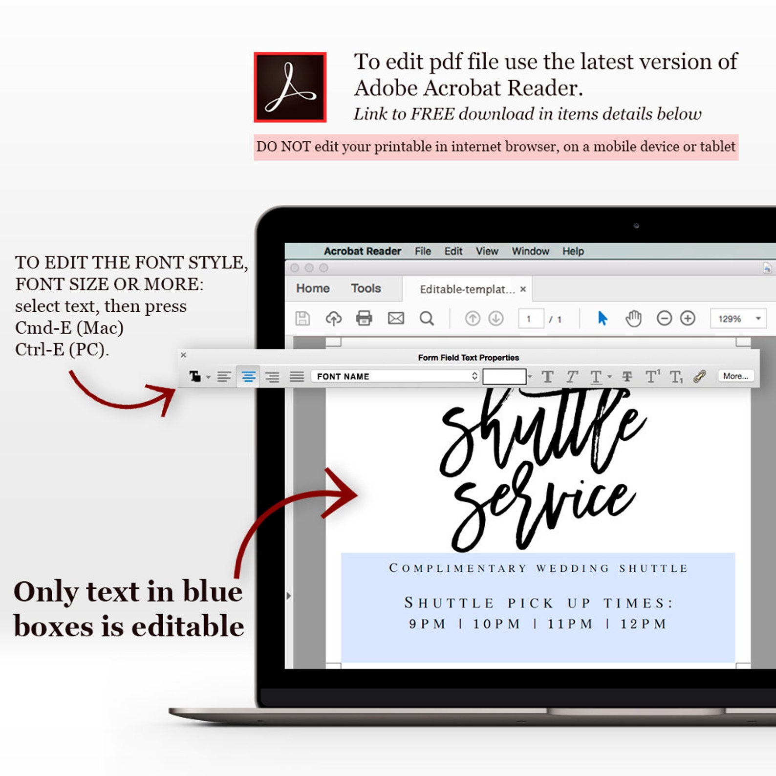 Shuttle Service Template Wedding Shuttle Template Shuttle - Etsy