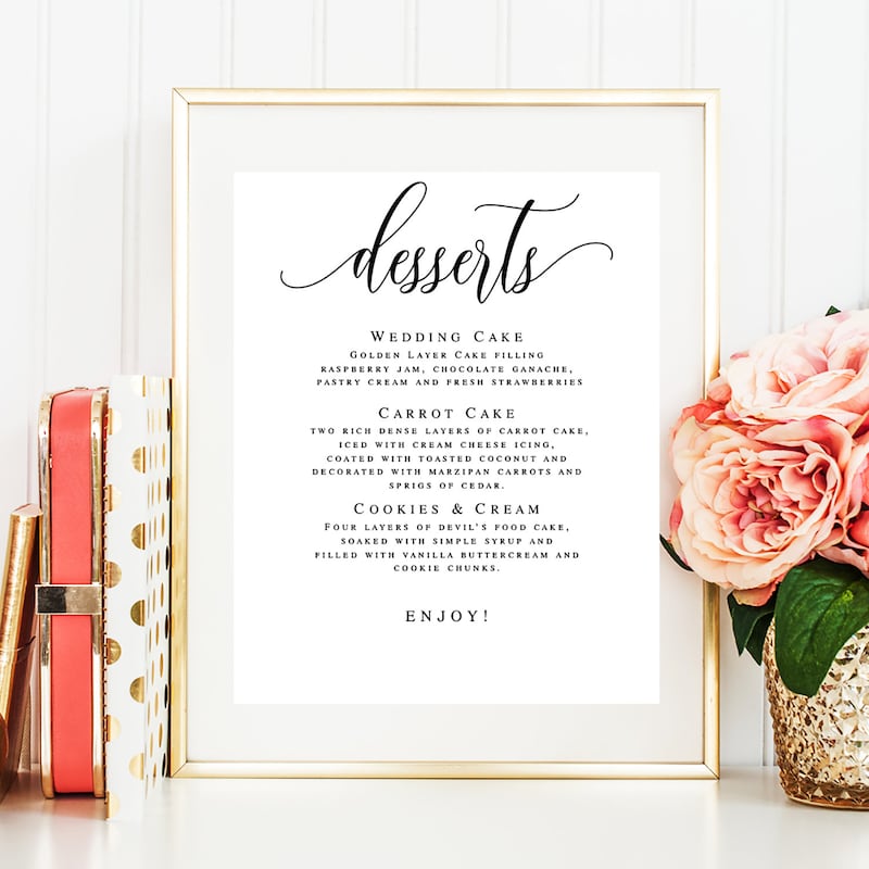 Dessert Menu Template - Etsy