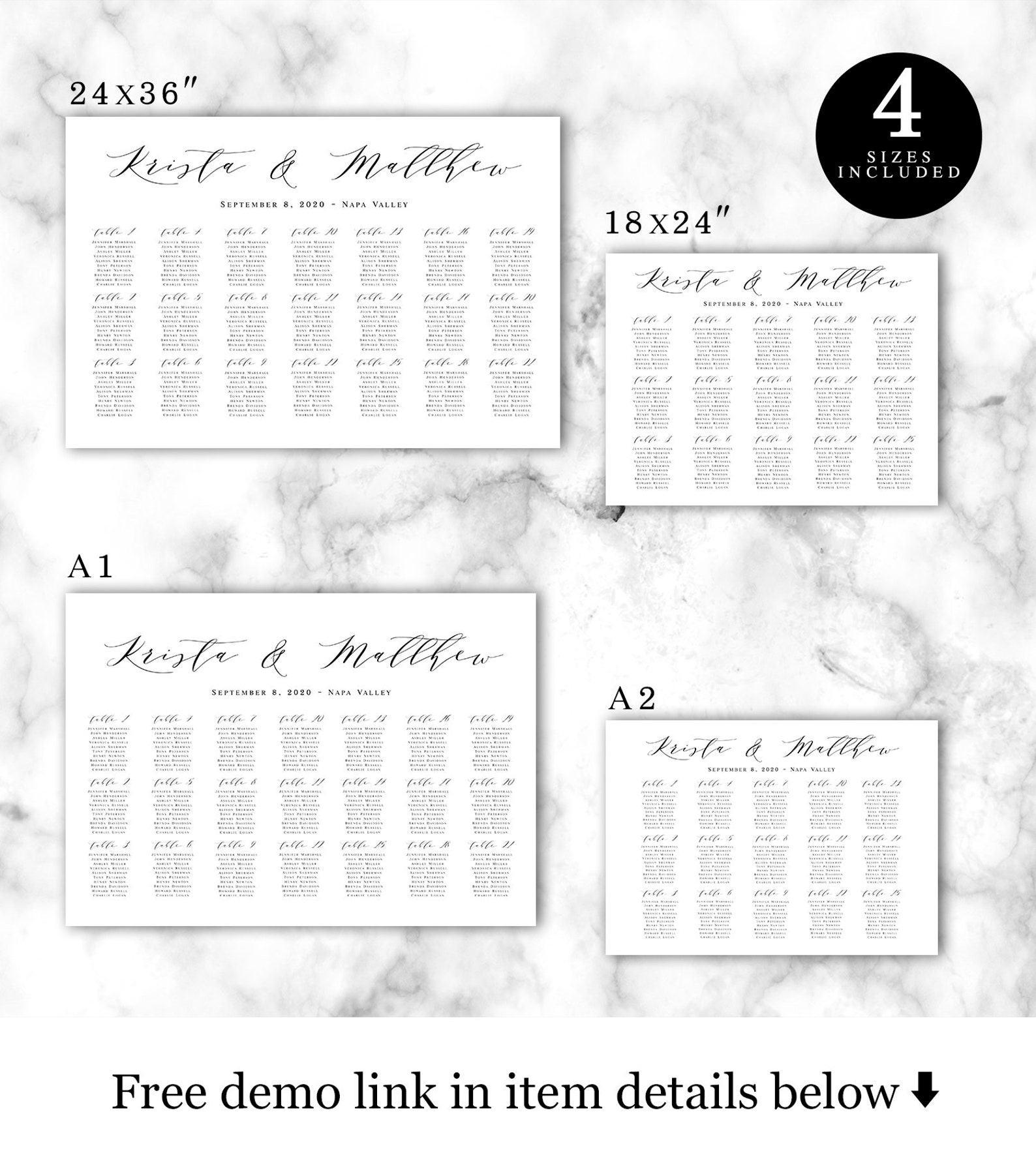 Simple Name Seating Chart Printable Template Fully Editable - Etsy
