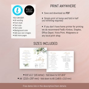 Printable Program Template, Folded, Wedding Ceremony, Templett, Instant ...