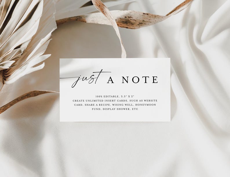 Just a Note Wedding Insert Cards, Printed Enclosure Cards 3.5x2 ...