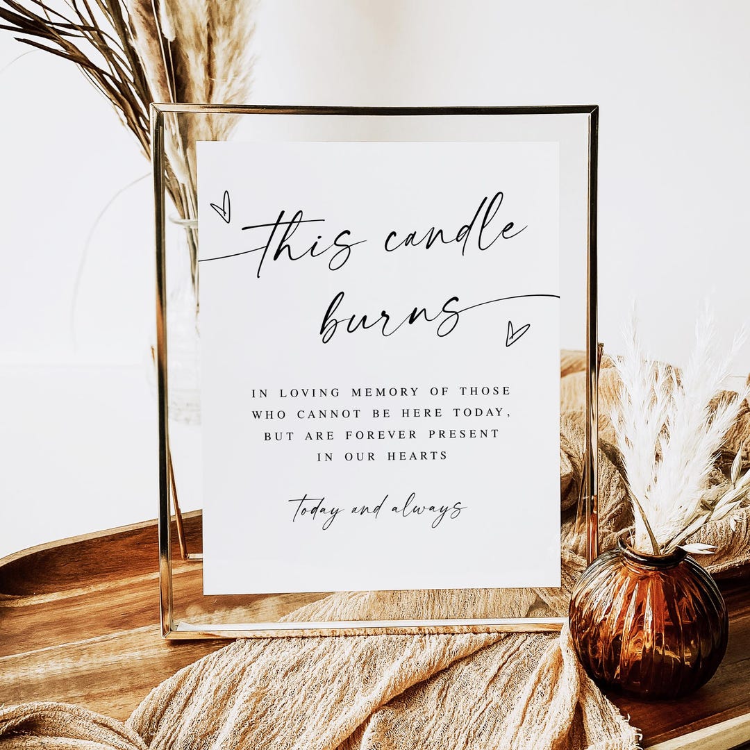This Candle Burns in Loving Memory Sign Printable, Editable Wedding ...