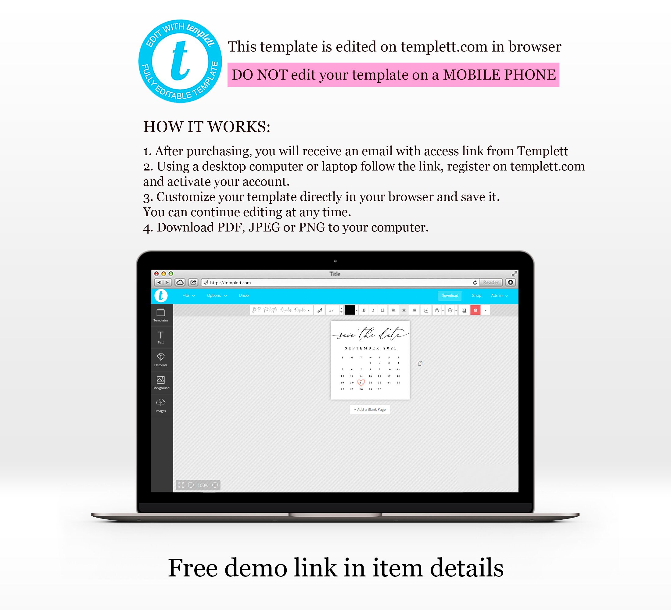 Calendar Save the Date Template Instant Download Edit With - Etsy