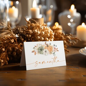 Thanksgiving Name Cards Template, Fall Bridal Shower Place Cards ...