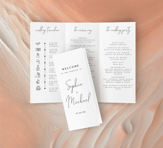 Three Fold Wedding Program Template Tri Fold Wedding Program Template