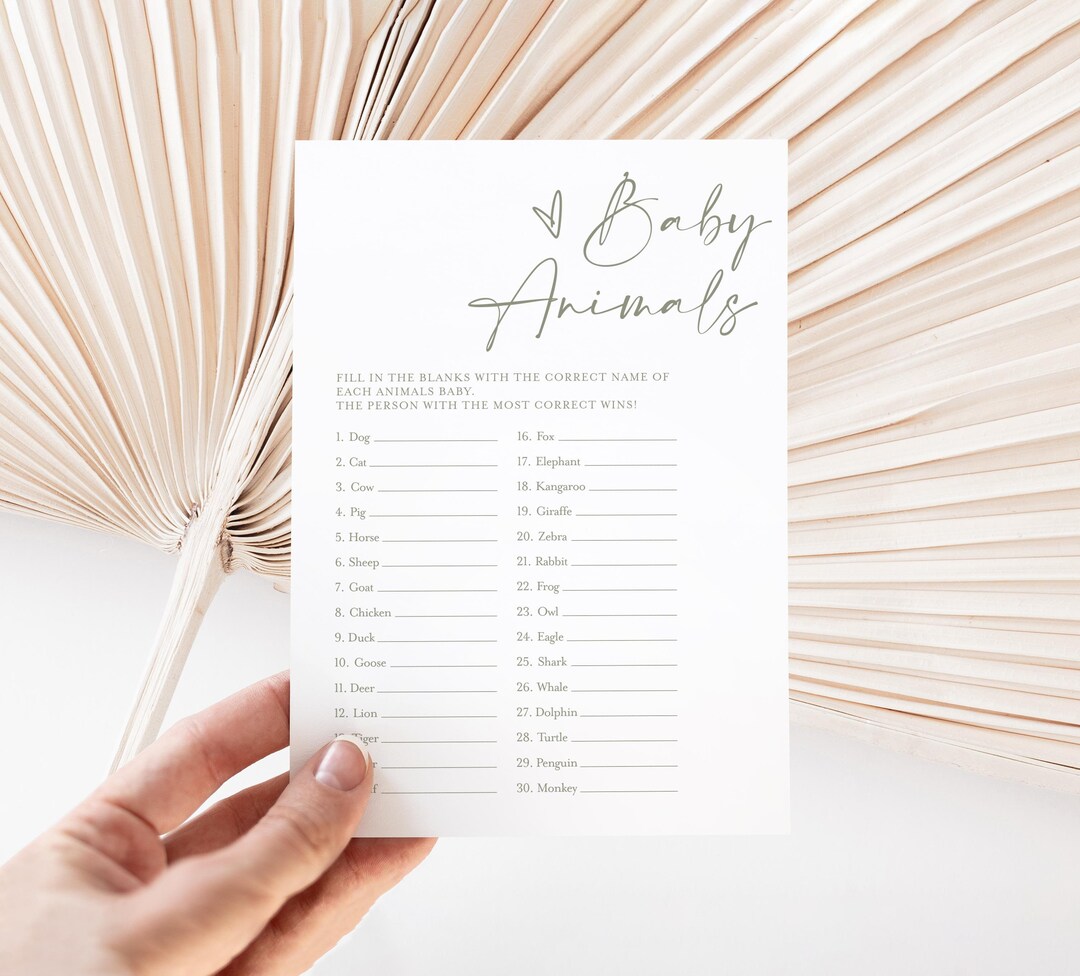 Baby Animal Match Game, Editable Baby Animal Matching Game With Answer ...