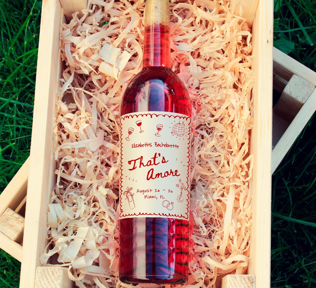 That's Amore Bachelorette Party Labels, Red Bachelorette Wine Label ...