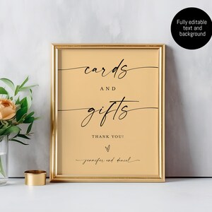 Minimalist Cards and Gifts Sign Template, Modern Wedding Gift Table ...