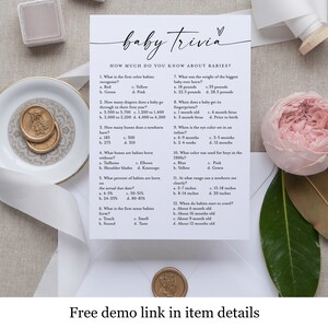 Baby Trivia Game, Baby Shower Trivia Game, Minimalist Baby Shower Game ...