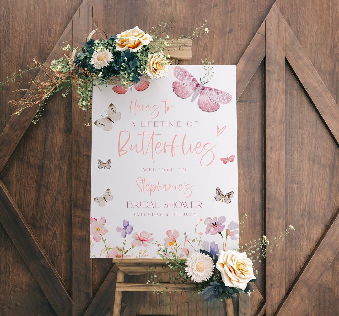 Lifetime of Butterflies Welcome Sign, Lifetime of Butterflies Bridal ...