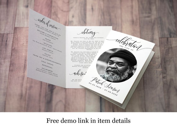 Celebration of Life Program Template Funeral Obituary - Etsy
