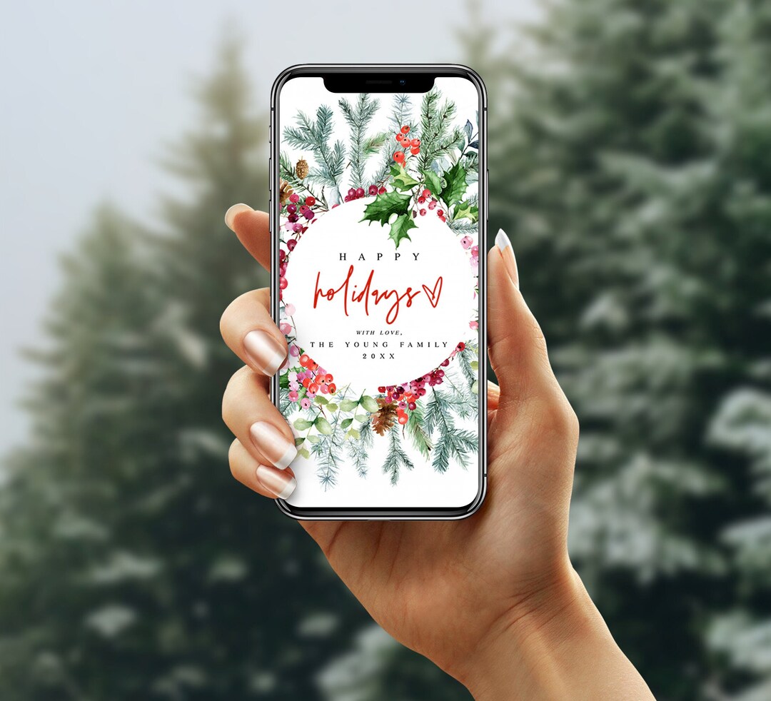 Electronic Happy Holidays Card Template, Try Before You Buy, Edit With ...