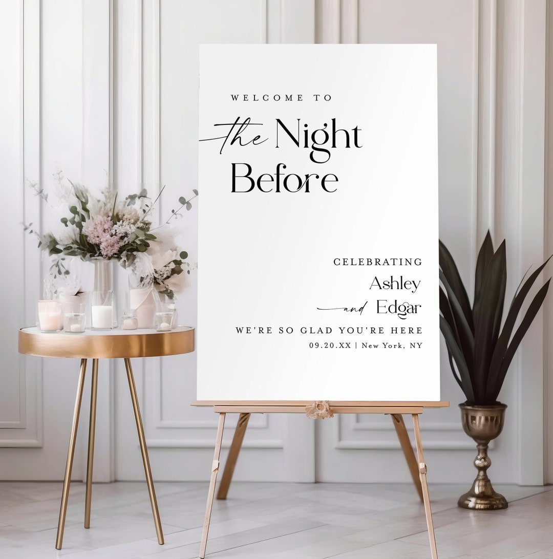 The Night Before Welcome Sign, Rehearsal Dinner Welcome Sign, Pre ...