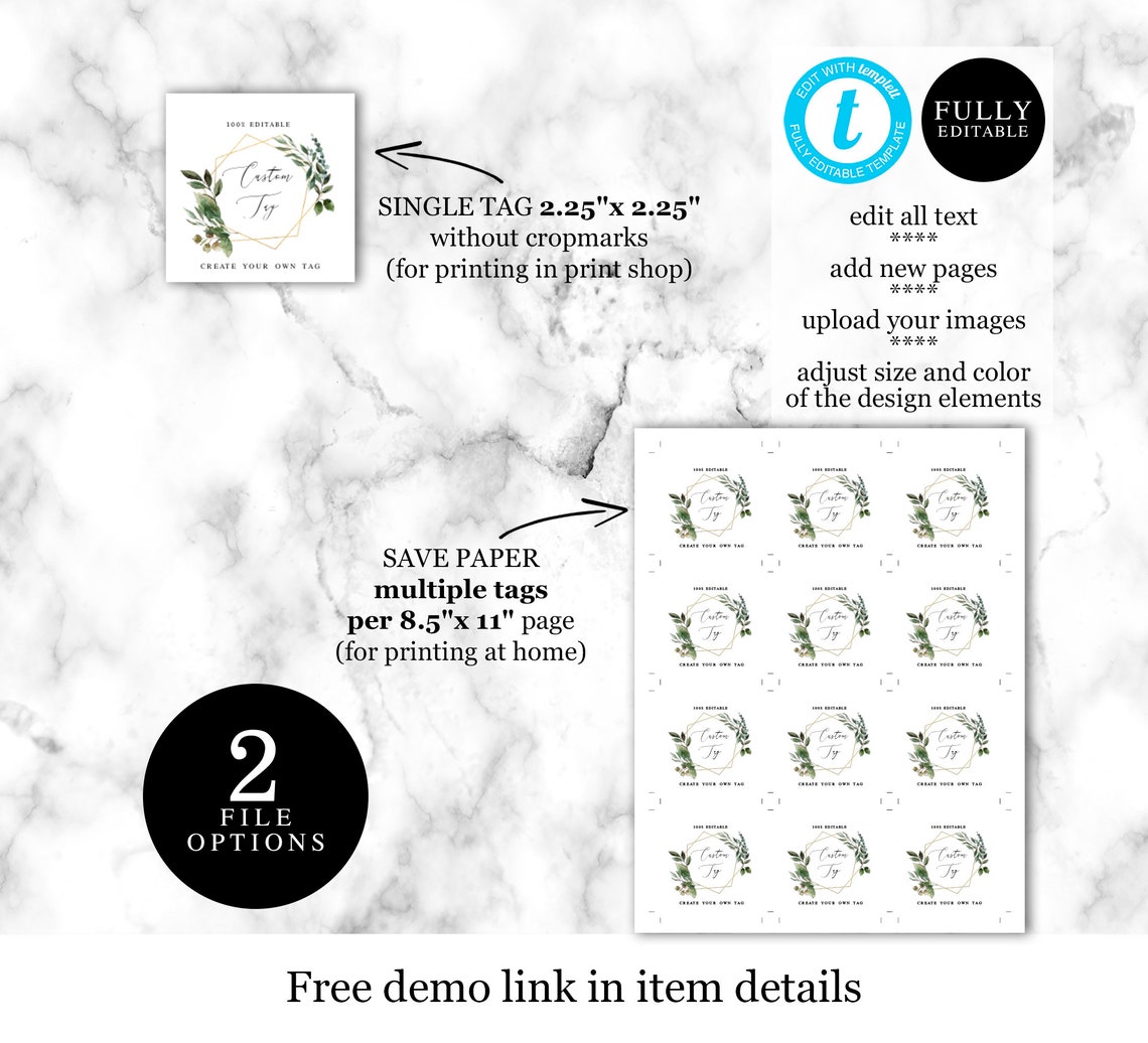 Design Your Own Tag Edit With Templett Customizable Favor - Etsy