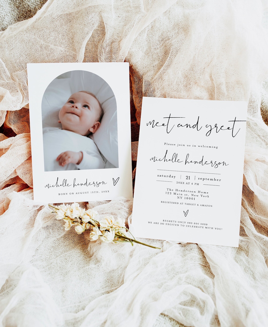 Meet & Greet Invitation, Sip and See, Welcome Baby Invite, New Baby ...