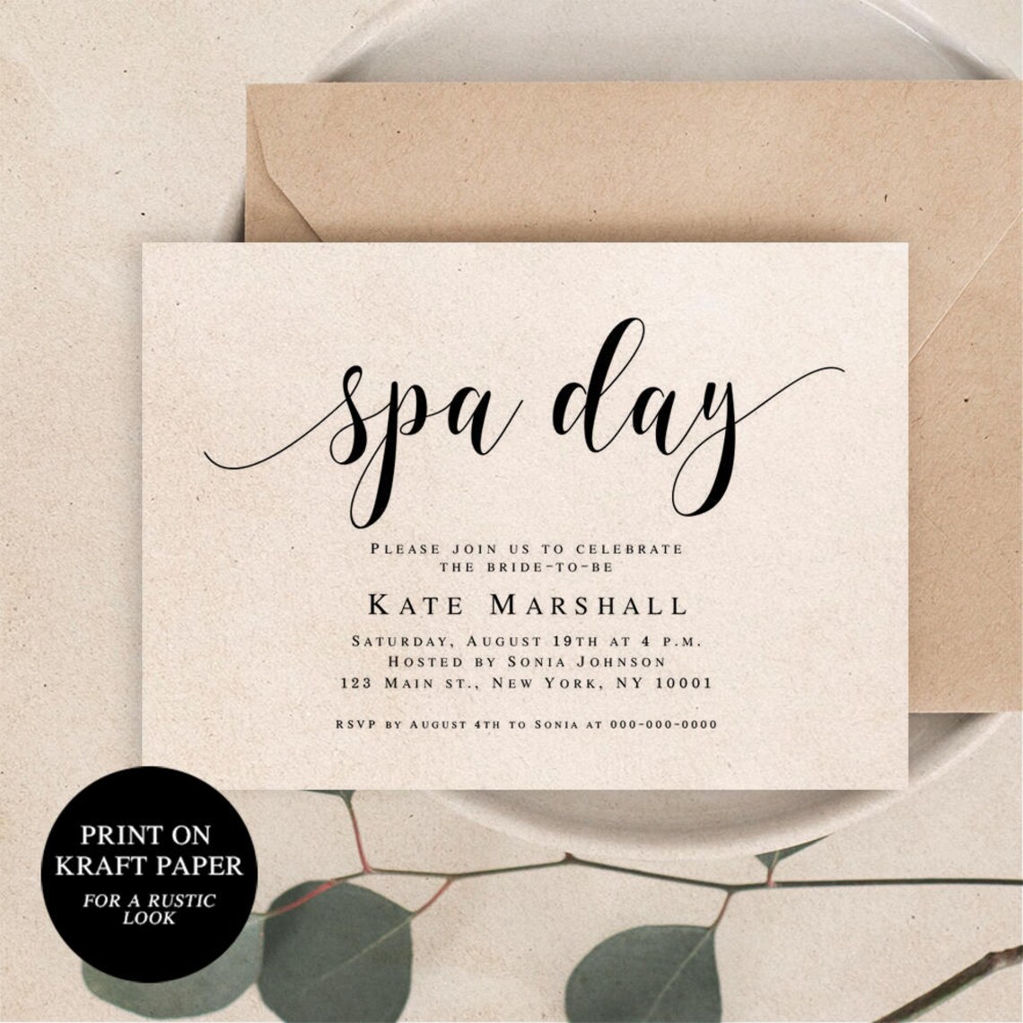 Spa Day Invitation Template Bride Invitation Spa Day Party | Etsy
