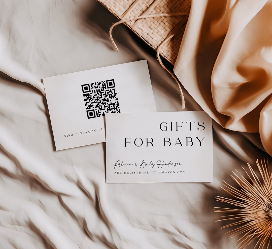 Baby Shower Registry Card With QR Code, Minimalist Gifts for Baby Card ...