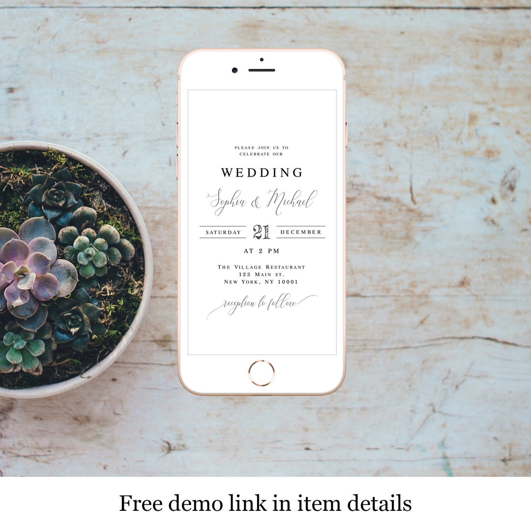 Electronic Invitation Template, Wedding Evite, Text Message Invite ...