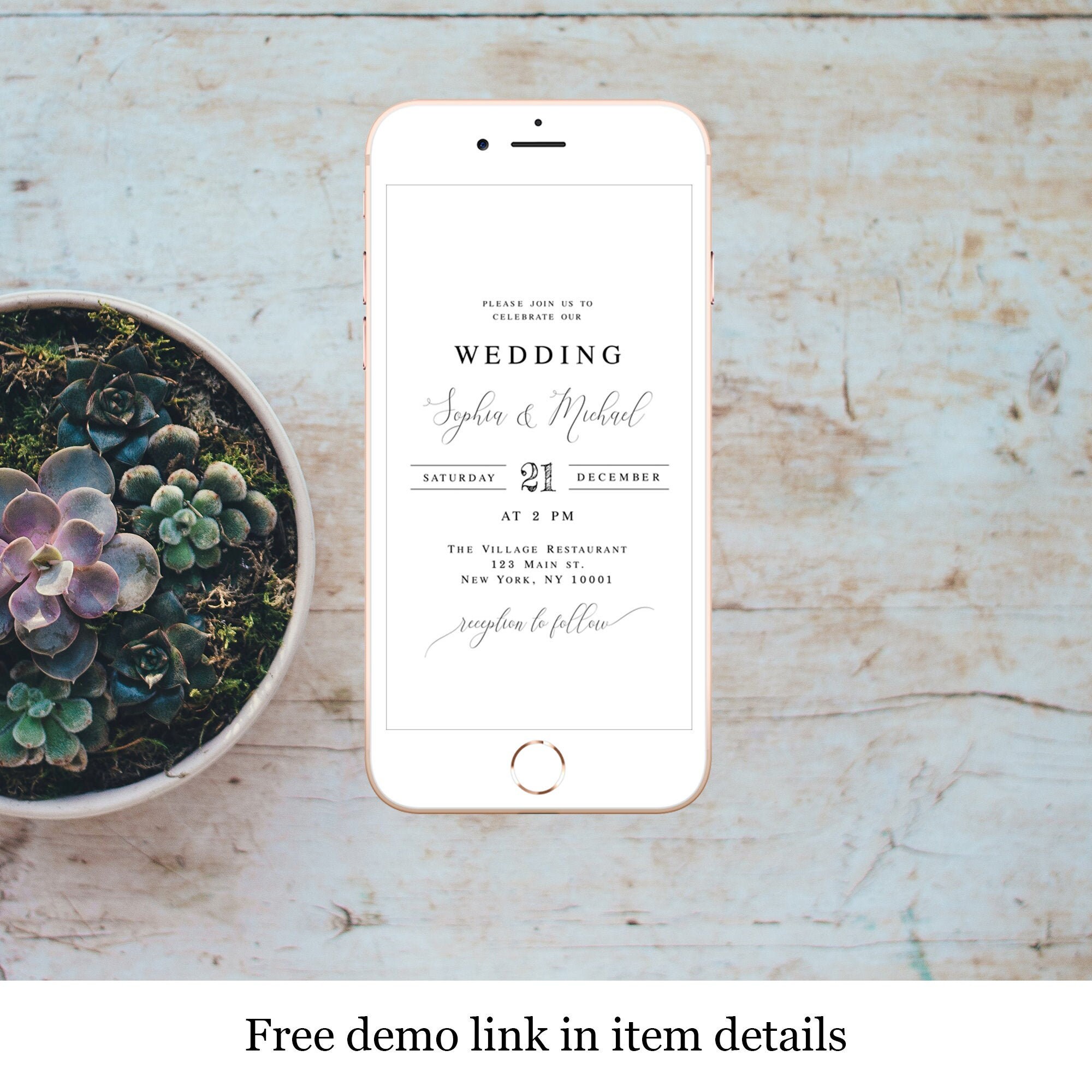 Electronic Invitation Template, Wedding Evite, Text Message Invite ...