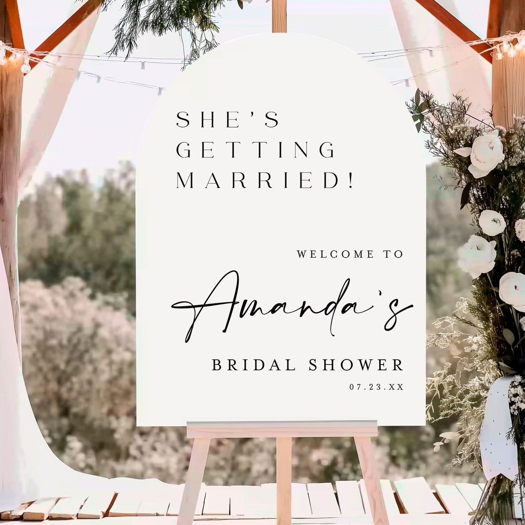 Arched Bridal Shower Welcome Sign Template, Printable Wedding Shower ...