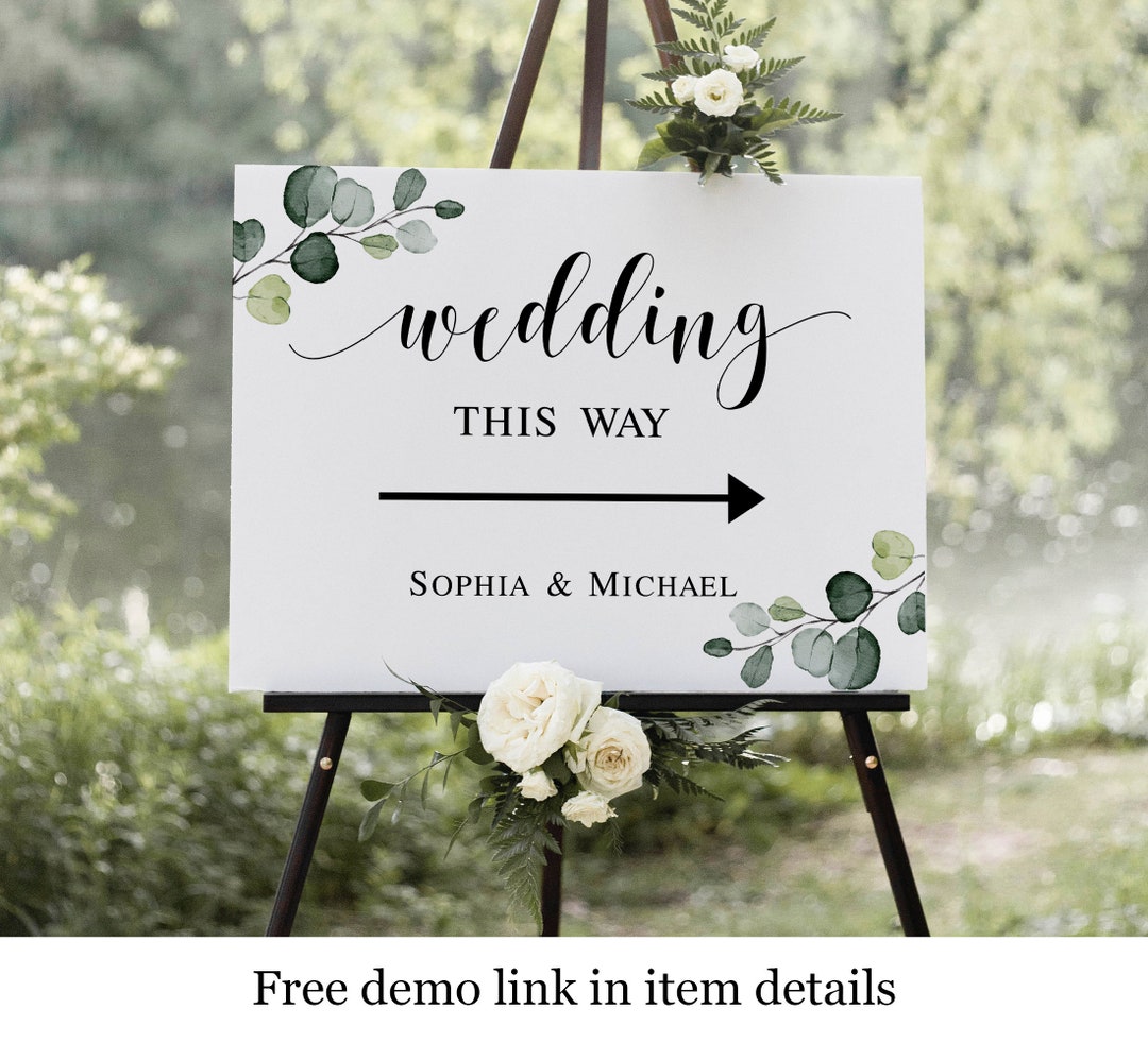 Wedding This Way Sign Template, Wedding Direction Sign, Instant ...