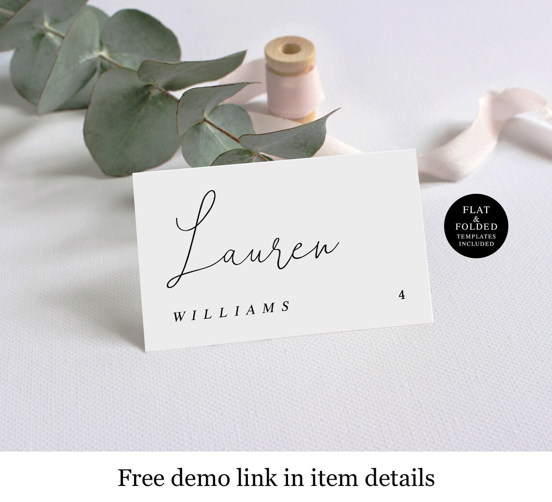 Minimalist Place Cards Template Templett Instant Download | Etsy