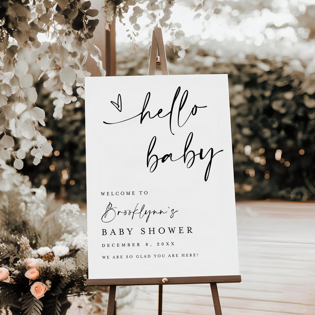 Hello Baby Shower Welcome Sign Template, Printable Poster, Boy, Girl ...