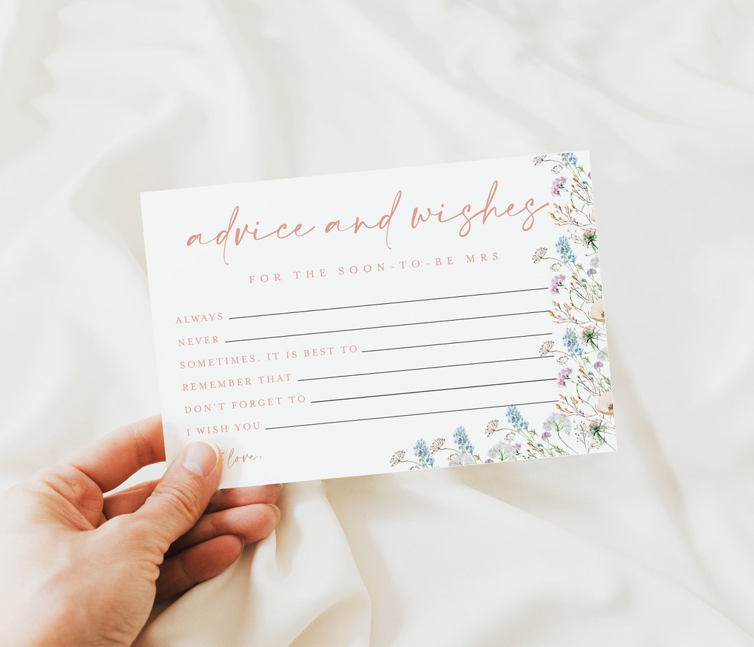 Bridal Advice Cards Wildflower Advice Card Bridal Shower Cards ...