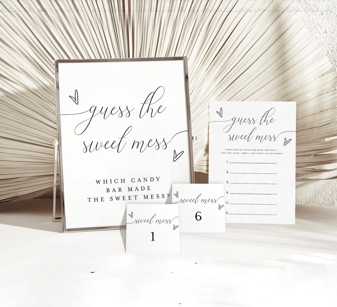Guess the Sweet Mess Baby Shower Game, Guess the Mess Sign, Card and ...