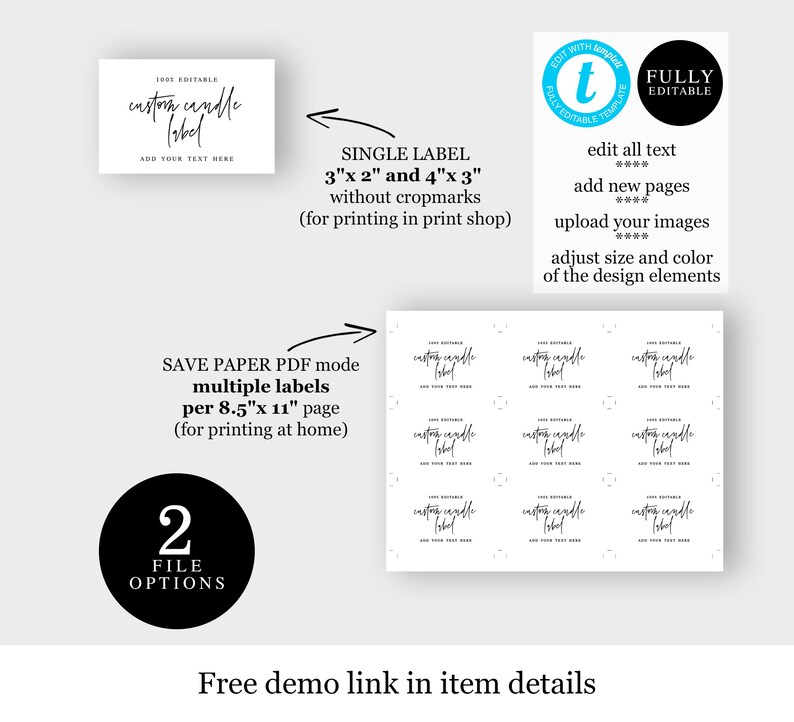 Custom Candle Label Template Printable Sticker Own Text on - Etsy