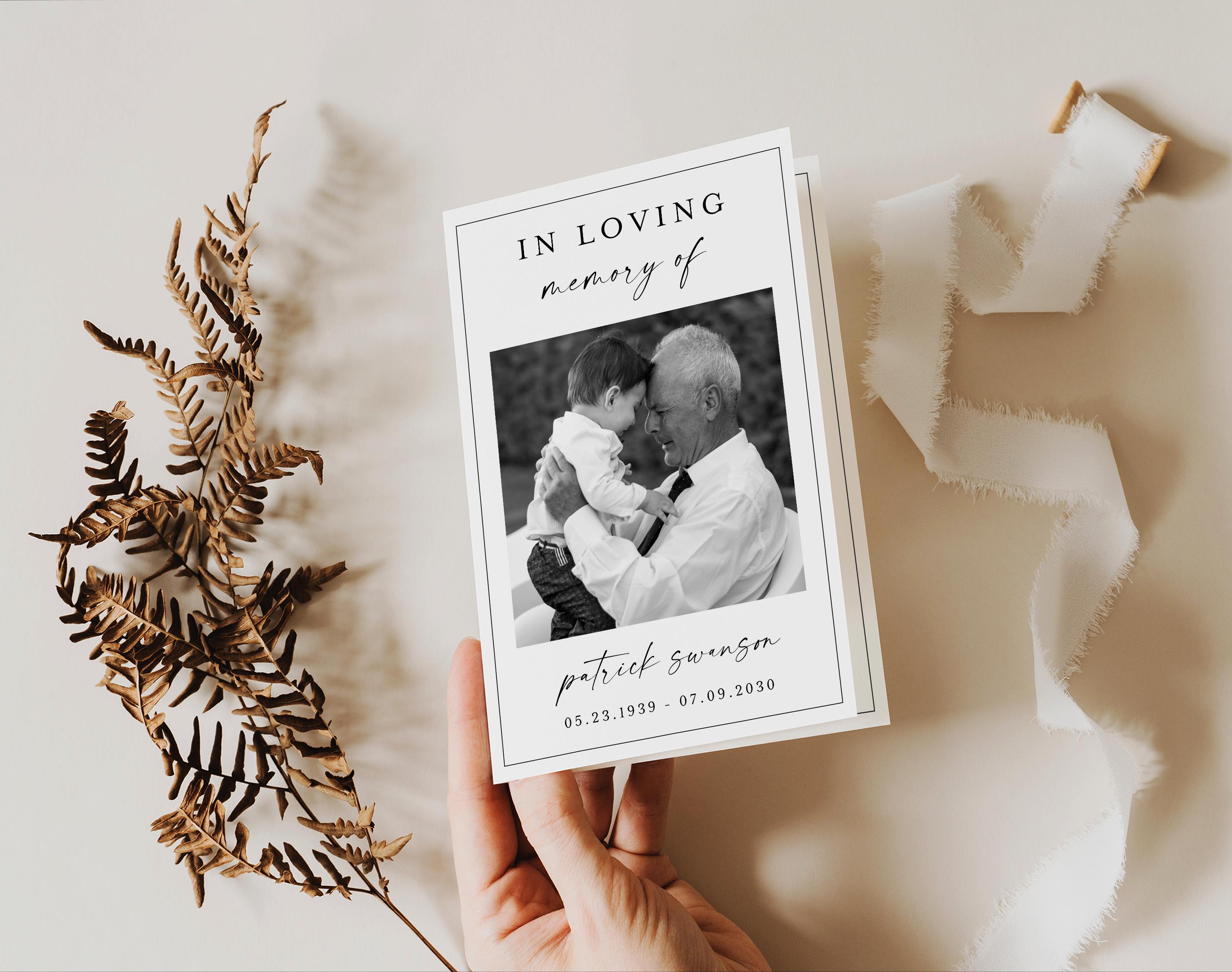 Funeral Memorial Program 4 Pages, Funeral Service Program, Foldable ...