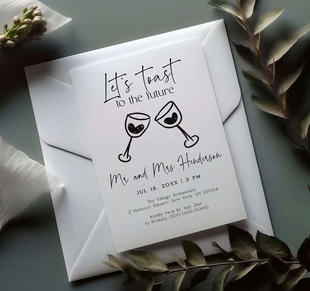 Hand Drawn Engagement Party Invitation, Toast the Couple Engagement ...