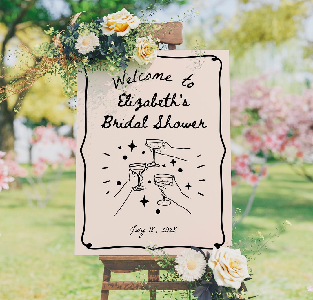 Bride to Be Welcome Sign, Hand Drawn Bridal Shower Welcome Sign ...