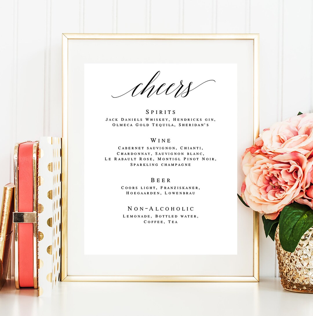 Cheers Wedding Sign Wedding Bar Template Cheers Bar Poster Cheers Bar ...
