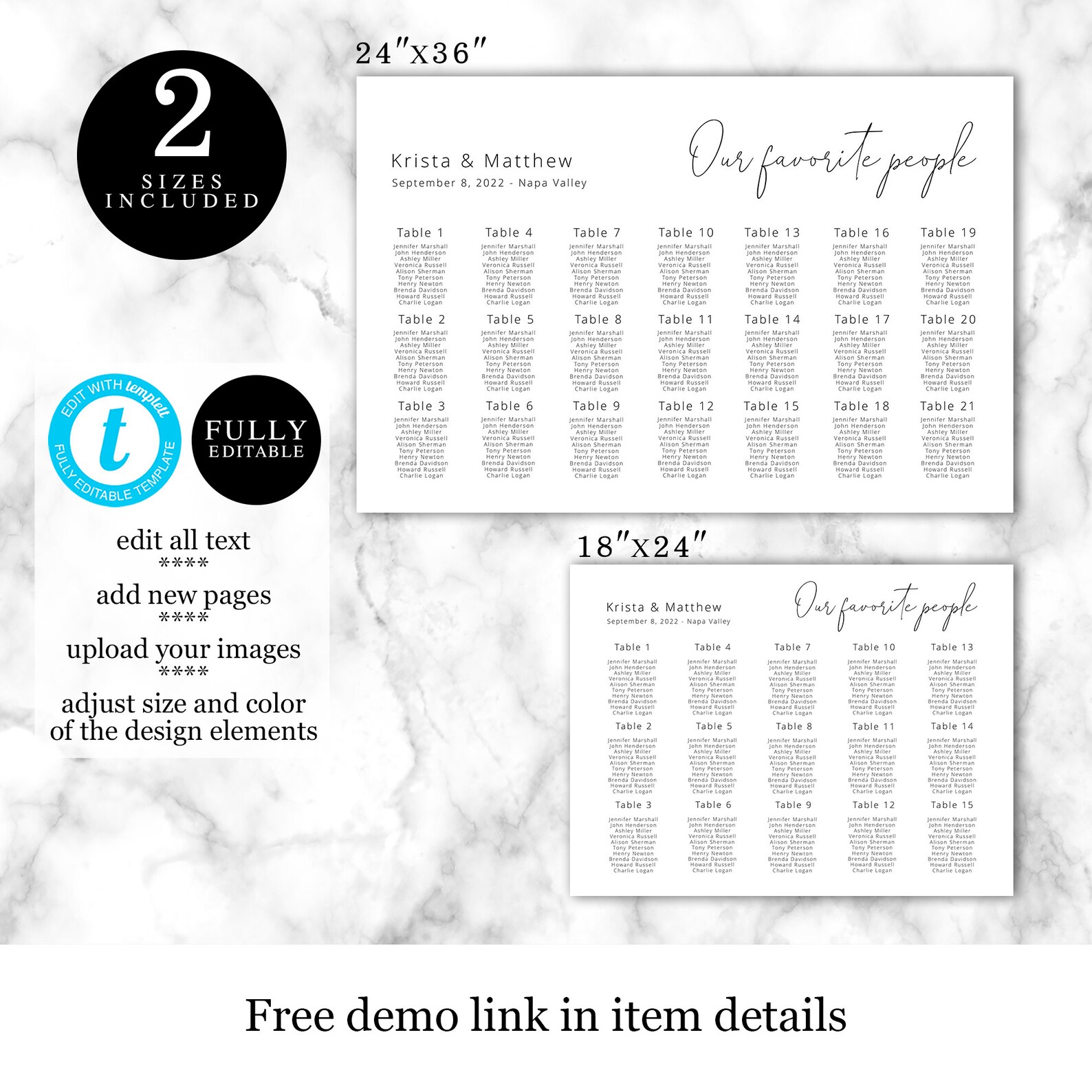 Simple Seating Chart Printable Template Our Favorite People | Etsy