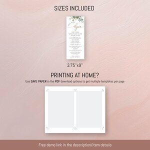 Menu With Guest Name, Greenery Wedding Menu Template, Menu Name Card ...