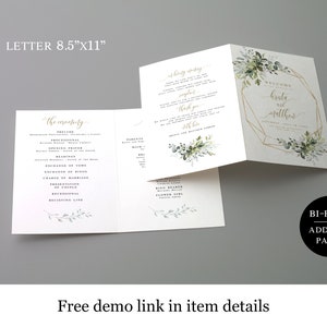 Printable Program Template, Edit With Templett, Folded, Instant ...