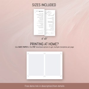 Minimalist Wedding Menu Template, Wedding Rehearsal Dinner Menu Card ...