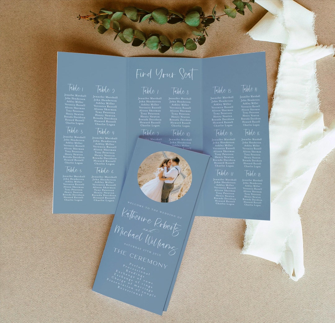 Seating Chart Program, Trifold Wedding Seating Chart Program Template ...