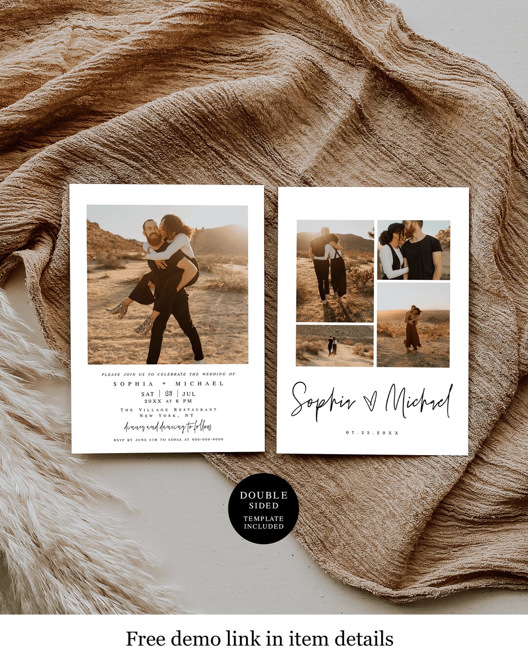 Wedding Invite Card Template, 100% Editable Text, Photo Collage ...