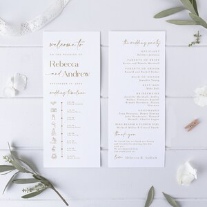 Gold Wedding Program Template Gold Program Gold Wedding - Etsy