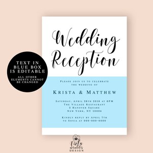 Wedding Reception Invitation Printable Reception Party - Etsy