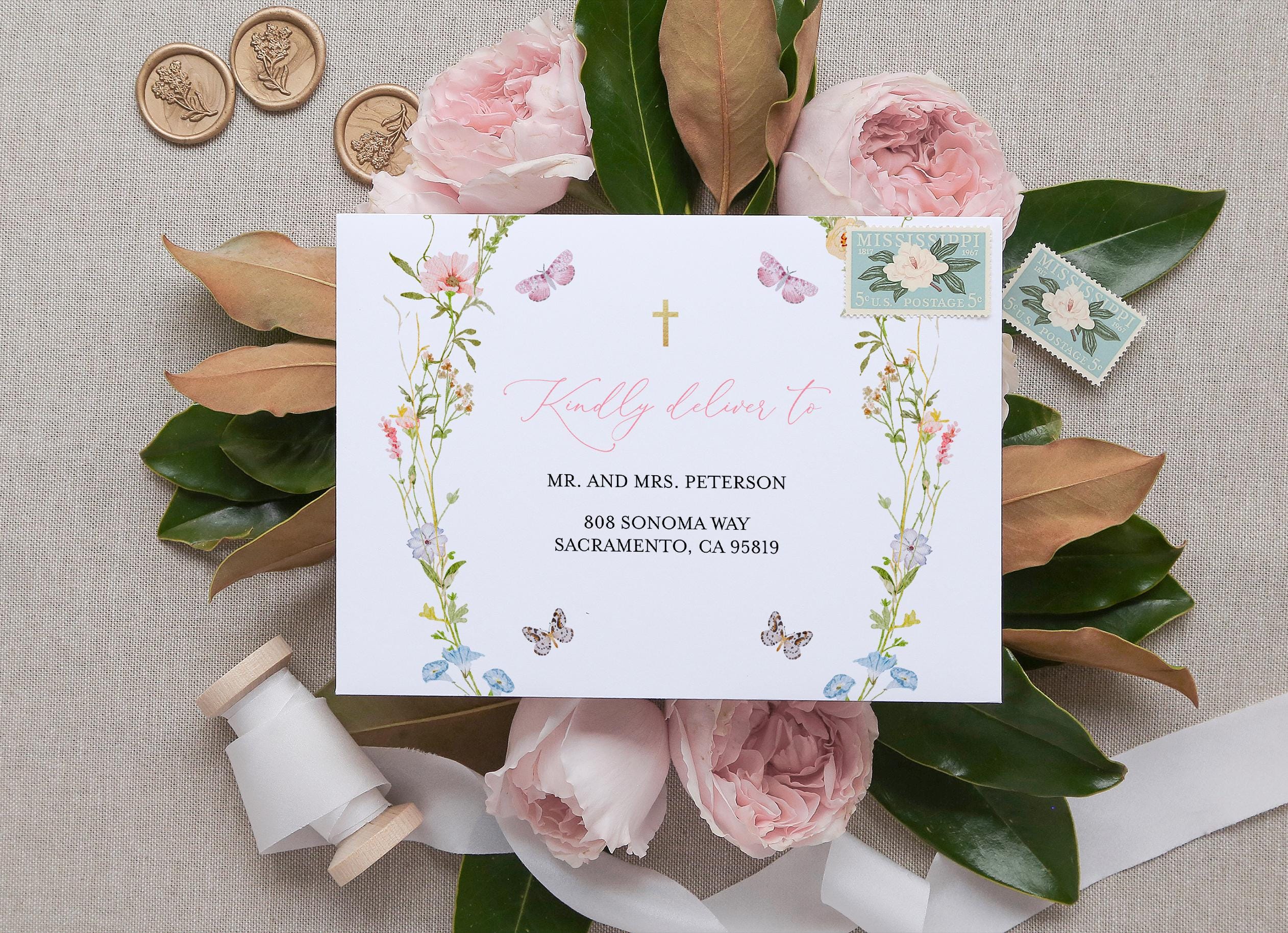 Baptism Envelope Template, With Return Address, Printable Baptism ...