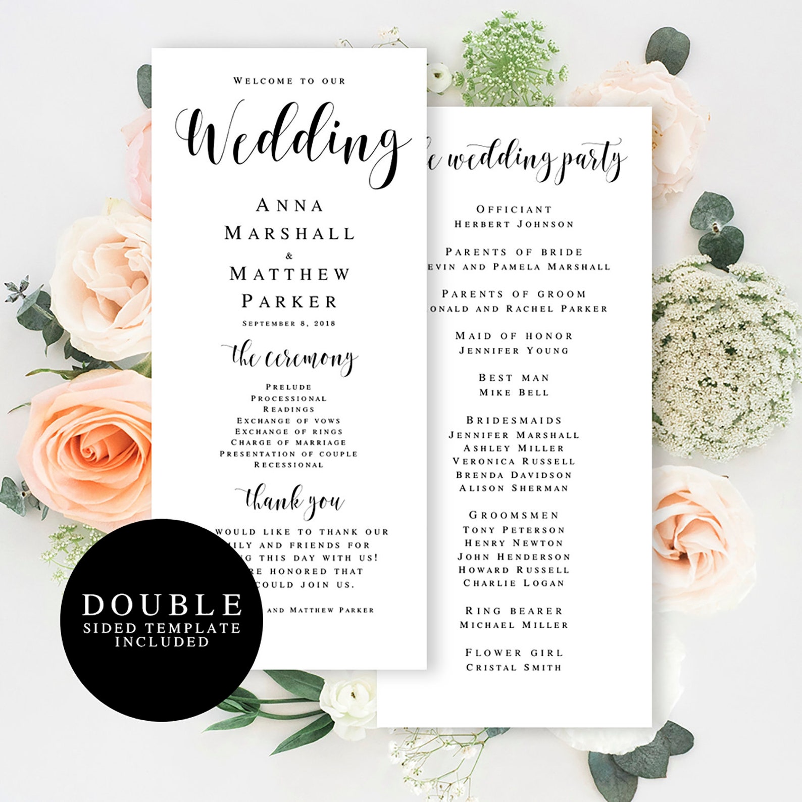 Editable Wedding Program Editable DIY Wedding Program Template - Etsy