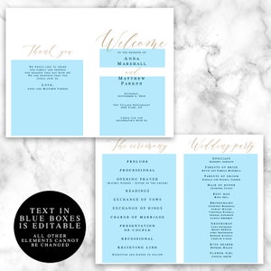 Gold Folded Wedding Program Template Folded Wedding Programs - Etsy